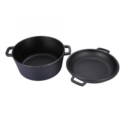 Cooking Pots 2 in 1 Seasoned Cast Iron Double Dutch Oven Com