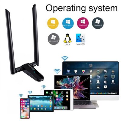 2.4 5.8GHz USB 3.0 WiFi Receiver Dual Band 1200M MT7612U Gig