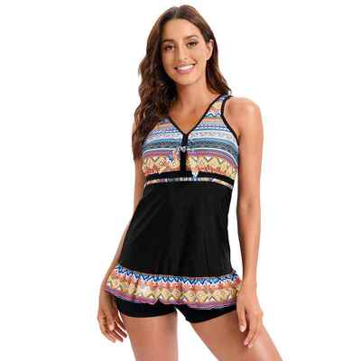 Skirt swimsuit fission digital printing female boxer