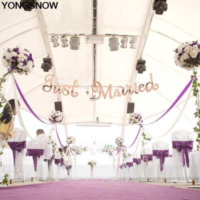 Gold Silver Happy Birthday Just Married Happy Wedding Banne