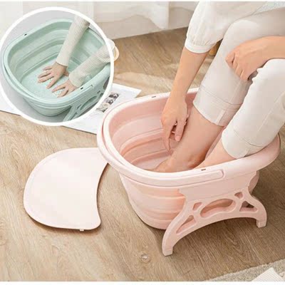 Foot Soaking Bucket With Lid Foldable Footbath Foaming Massa