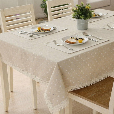 Rectangular Tablecloth Lace Geometry Rhombus Cotton Linen Ta
