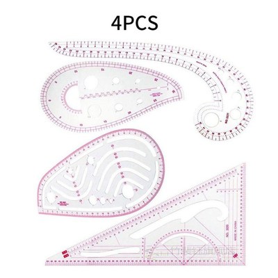 4Pcs Plastic DIY Sewing Ruler French Curve Measuring Templat