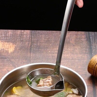 Stainless Steel Soup Spoon Long Handle Soup Fat Oil Separato