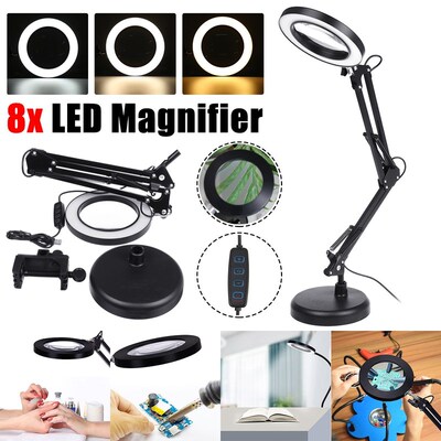 Magnifying Glass With LED Light USB 8X Magnifier White Natur