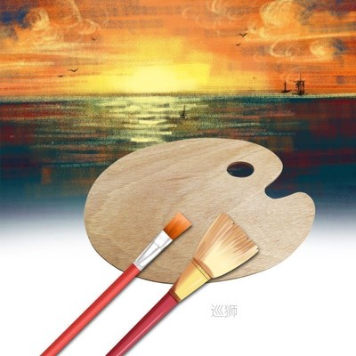 Wooden Artists Palette with Thumb Hole Oil Acrylics Paint Pa