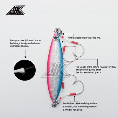 5PACK Slow Jig Hook Assist Carbon Hooks light Jigging 3/0~6/