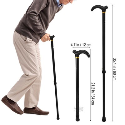 2 Section Adjustable Walking Stick Cane Anti-Skid Anti Shock