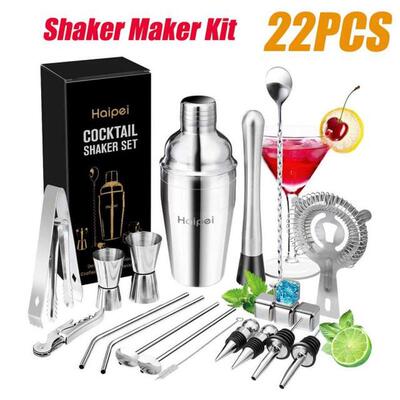 22PCS Mojito Cocktail Bar Shaker Mixer Maker Muddler Barware