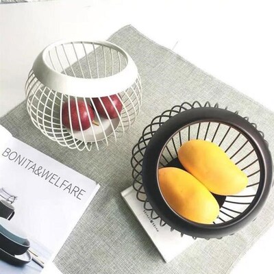 Iron Storage Fruit Plate Drain Basket Home Storage Basket No