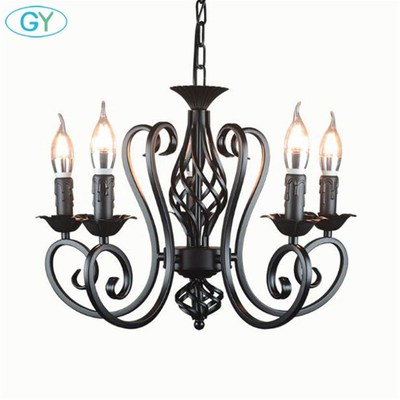 Industrial lustre chandelier wrought iron 3 5 6 light chande