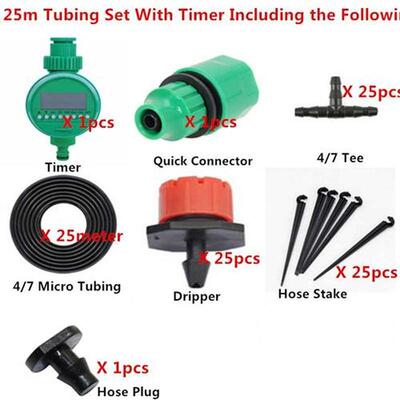 25M Diy Automatic Micro-Drip Irrigation System Plant Waterin