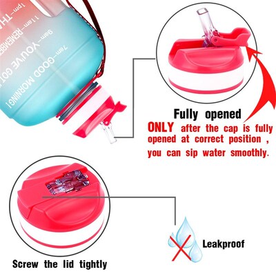 QuiFit 3.78L 2.2L 1.3L 128oz Gallon Water Bottle with Straw