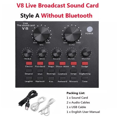 V8 Sound Card Audio SB 5.0 Headset Microphone Webcast Live S