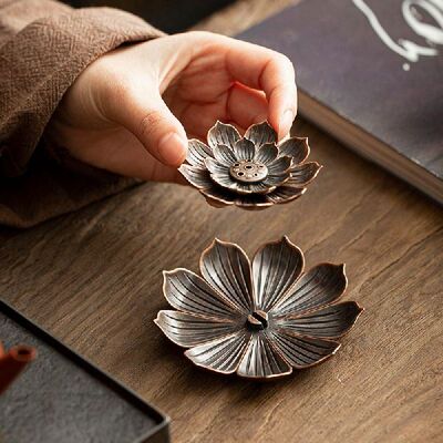 Lotus Shaped Incense Plate Sandalwood Burner Stick Censer