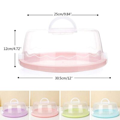 2022 New Portable Plastic Round Cake Box Cupcake Dessert Con