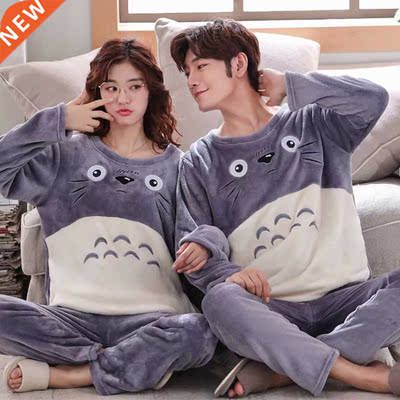 Unisex Flannel Sleepwear New Women Men Winter Warm Fleece Co