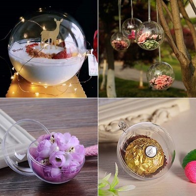 70-140mm 10 Pairs Clear Fillable Plastic Ball Home Decoratio