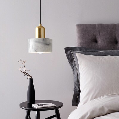 New Nordic Bedroom Beside Pendent lights Round Marble Simple