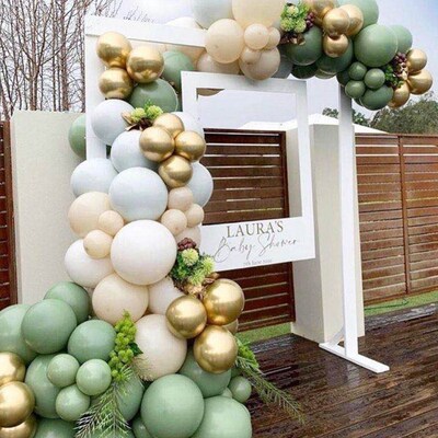 119pcs New Retro Color Bean Paste Green Balloon Arch Garland
