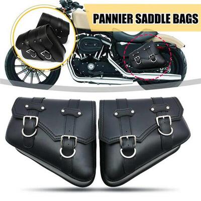 Pair Black Motorcycle Saddlebags Throw Under Seat Side Tools