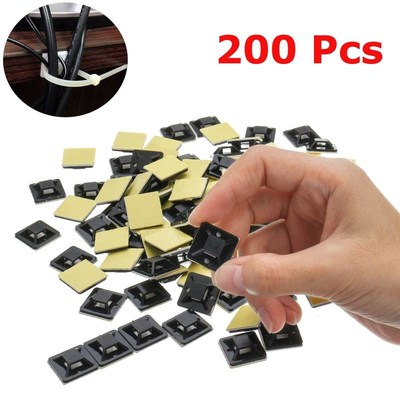 200Pcs Cable tie mount black Zip Tie car Cable Wire Removabl