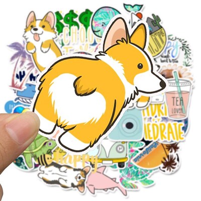 Cute Laptop Stickers 50 PCS Cartoon Simple Tablet Decals For