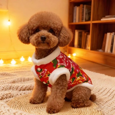 狗狗衣服冬装东北大花袄背心保暖泰迪比熊柯基小型犬加绒猫咪棉袄