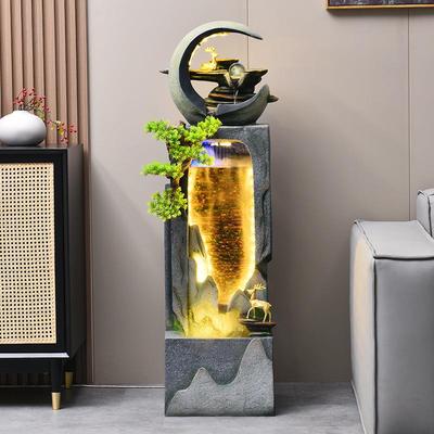 现代客厅流水生财摆件办公室喷泉装饰品电视柜旁边落地循环水盆景