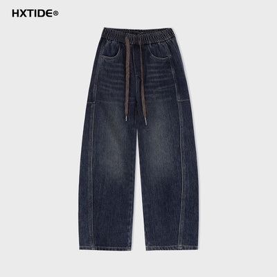 中国狐轩男装冬季水洗弯刀牛仔裤