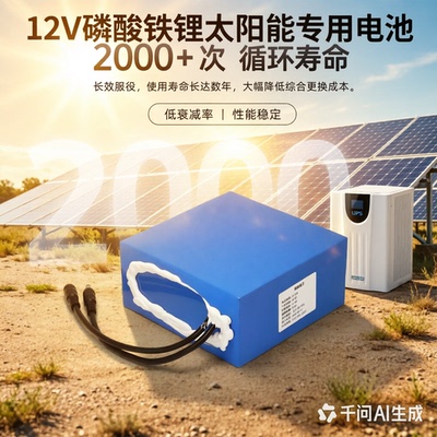 太阳能板专用蓄电池12v磷酸铁锂