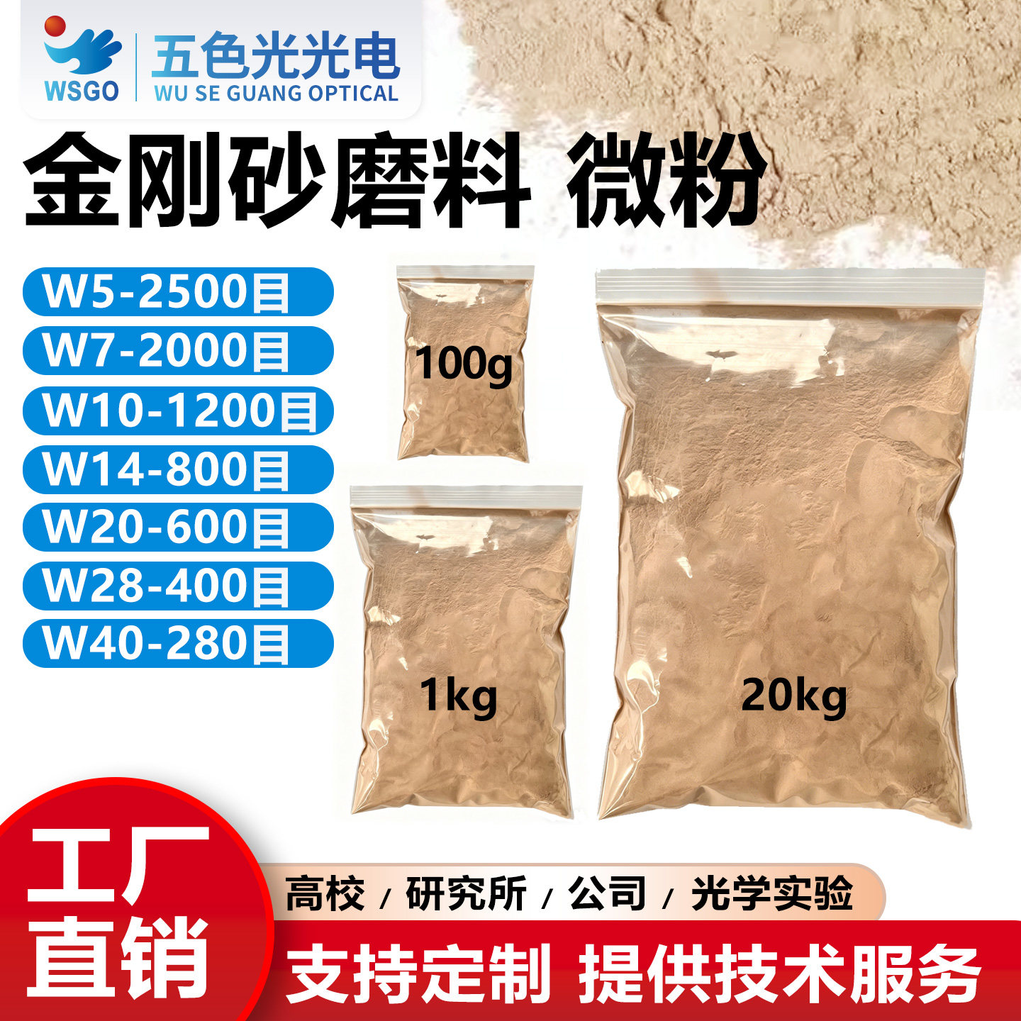 天然磨料金刚砂100g/1kg石榴石微粉精微粉研磨材料耐磨打磨抛光