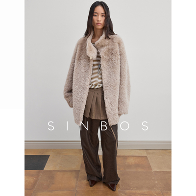 SINBOS雪域 进口美利奴羊皮毛一体立领真皮草外套女2025冬季新款