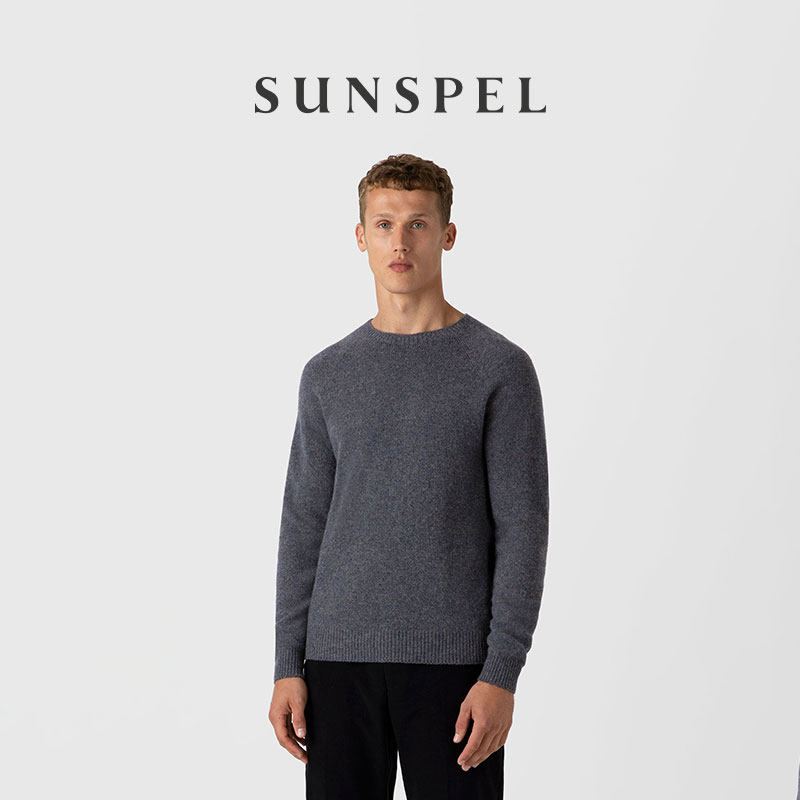 SUNSPEL男士秋冬羊羔毛针织圆领毛衣 套头衫