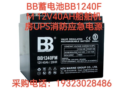 BB蓄电池BB1240FM 12V40AH免维护 船舶机房UPS医疗消防应急电源