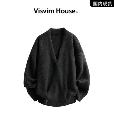 春秋季针织衫慵懒老钱风开衫毛衣