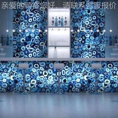 蓝色瑙玛石艺术板 云石灯片蓝色透光石橱透窗光背景 水晶天611然