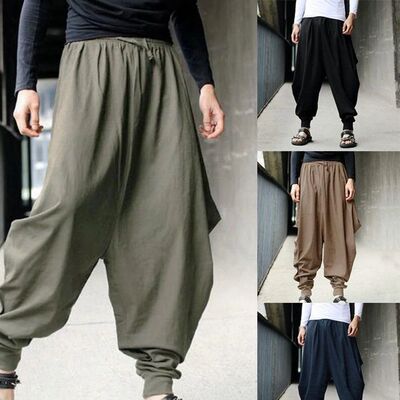 Hip Hop Punk Dance Pants Male High Elastic Waist Harem Vinta