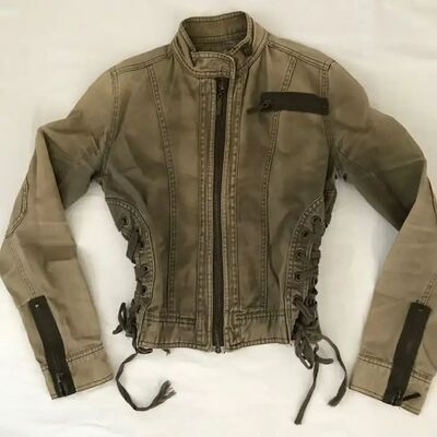 Y2K Retro Army Green Zipper Jacket Women Harajuku Sexy Slim