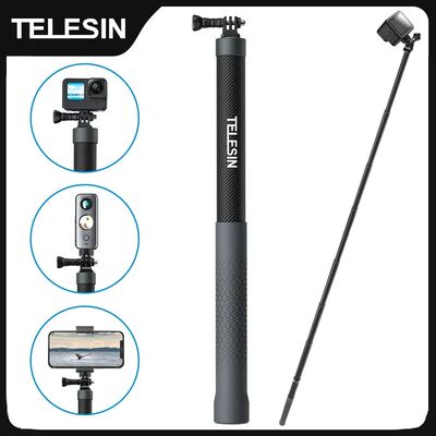 TELESIN 1.2M 3M Carbon Fiber Selfie Stick Monopod Extendable