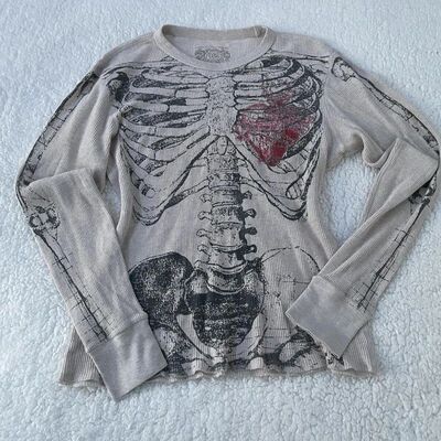 Maemukilabe 00s Retro Y2k Women Tops Harajuku Gothic Skeleto