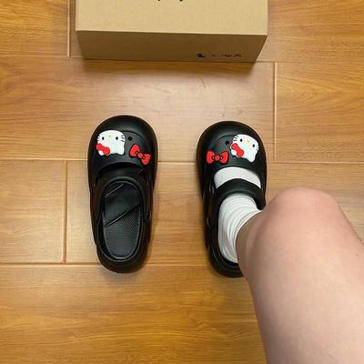 hellokitty拖鞋女夏外穿家居2024新款厚底凯蒂猫洞洞鞋踩屎感可爱