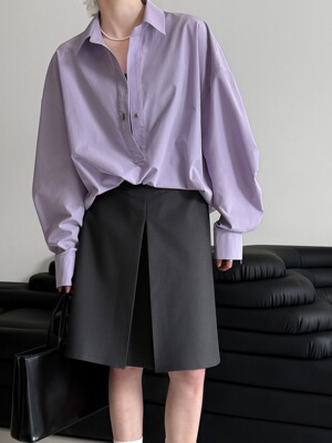 鹿西韩系设计感廓形宽松慵懒风衬衫女26早春休闲百搭小衫上衣3758