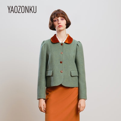 YAOZONKU姚宗谷设计师款彼得潘领箱型外套