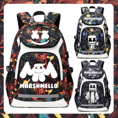 新款DJ电音Marshmello棉花糖学生旅行双肩背包大容量书包男电脑包