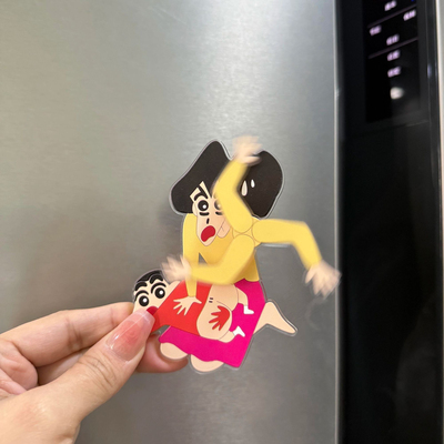 蜡笔小新周边旋转冰箱贴个性创意美伢妈妈打小新屁股磁吸装饰品