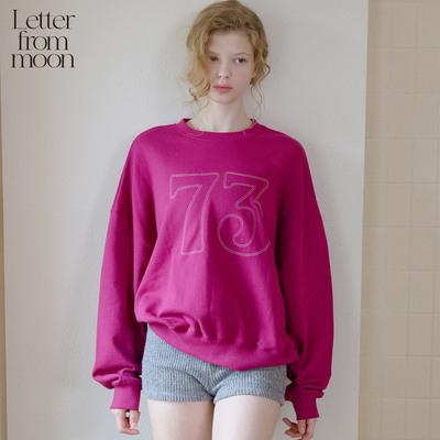Letter from moon2025年秋季新款圆领套头落肩袖卫衣女宽松女上衣