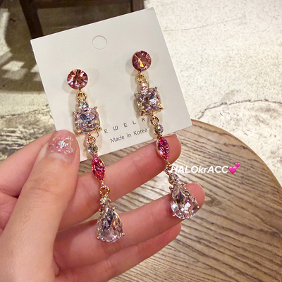 HALOkrACC韩国公主粉水晶耳钉