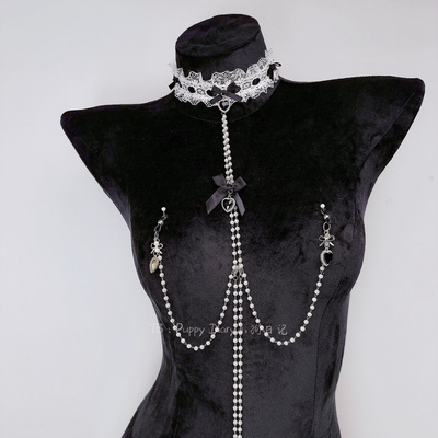 蕾丝choker丝绒蝴蝶结身体链女