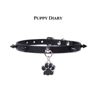 猫爪choker真皮项圈牵引链女